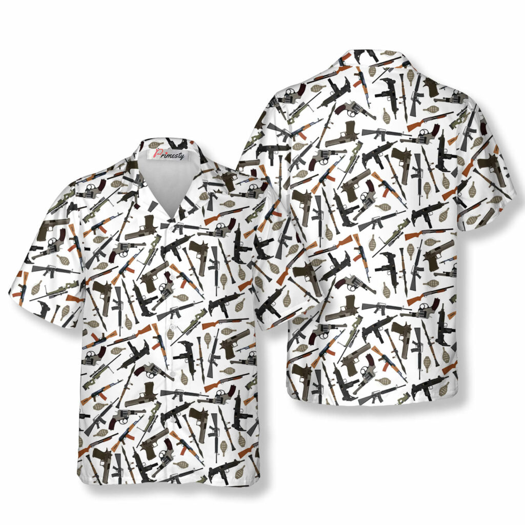Guns, Weapons, Pistols Pattern Gun Shirts for Men Gun Hawaiian Shirt ...