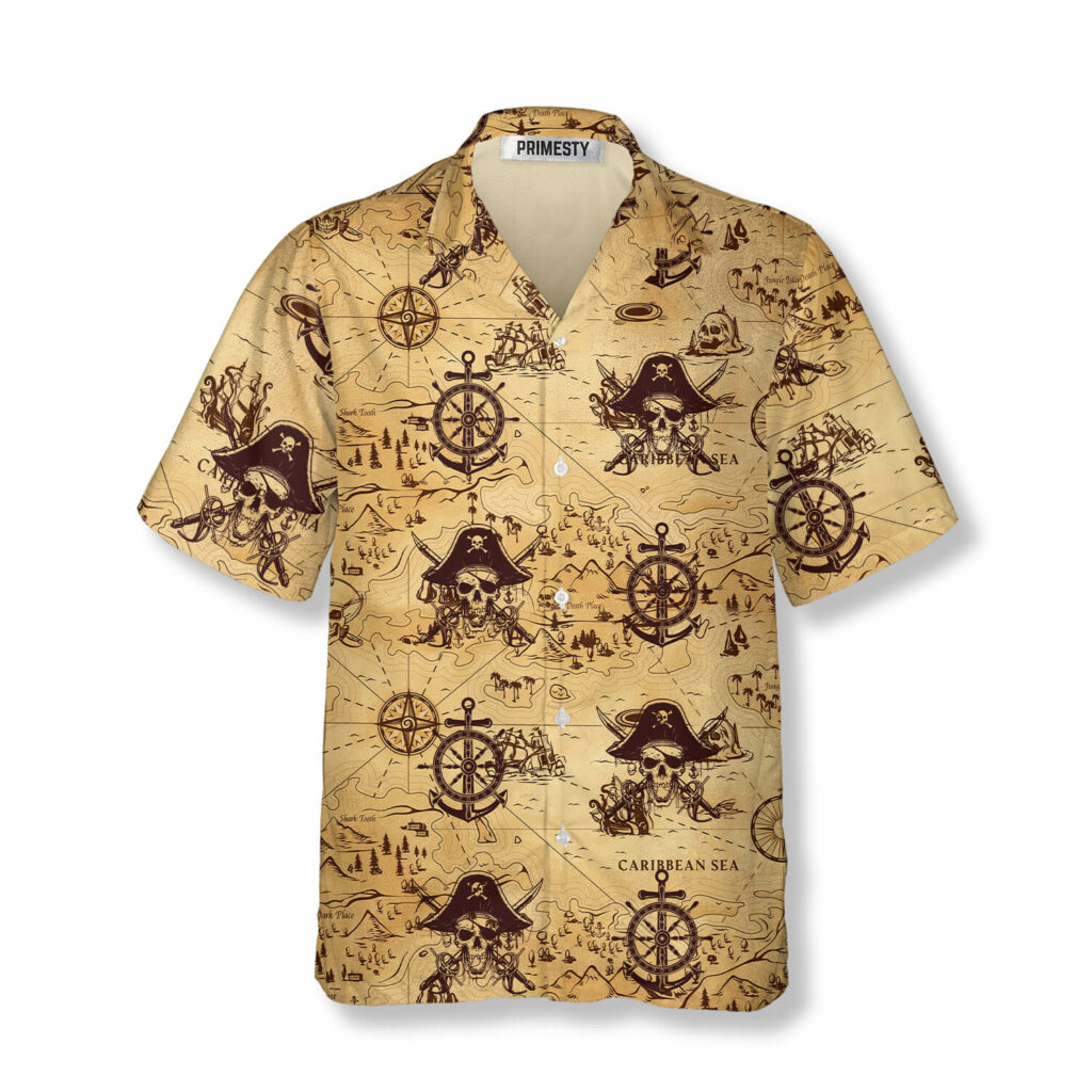 Pirate Skull and Treasure Map Pirate Shirts for Men Pirate Hawaiian ...