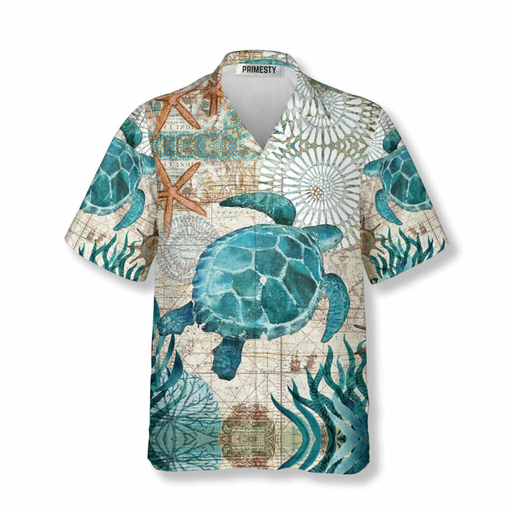 Sea Turtle Aquatic Pattern Turtle Shirts for Men Turtle Hawaiian Shirt ...