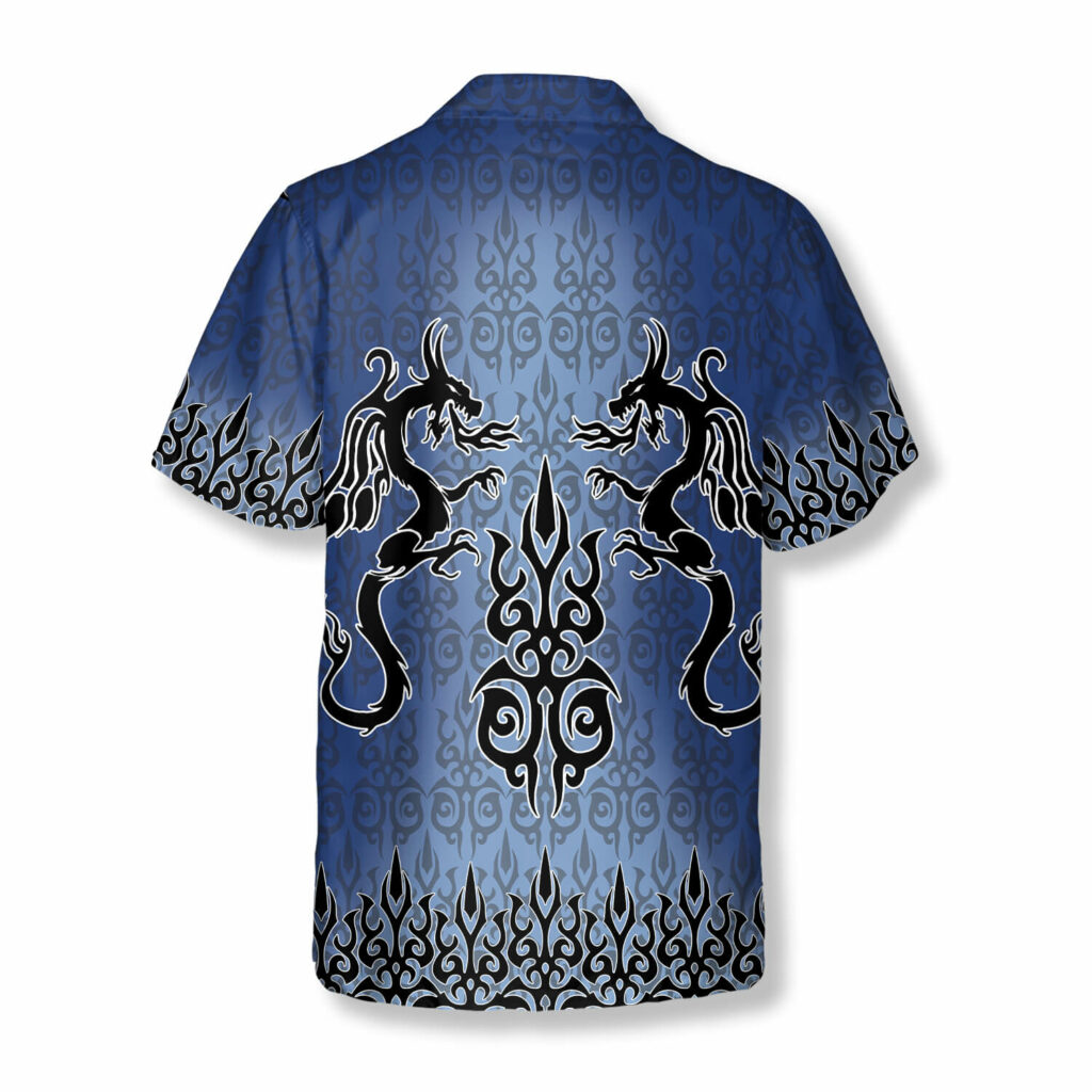 Tribal Dragon Flame Blue Background Dragon Shirts for Men Dragon ...