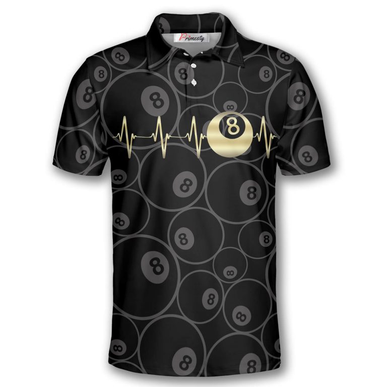 Billiards Pool Snooker Heartbeat Pattern Billiard Shirts for Men ...