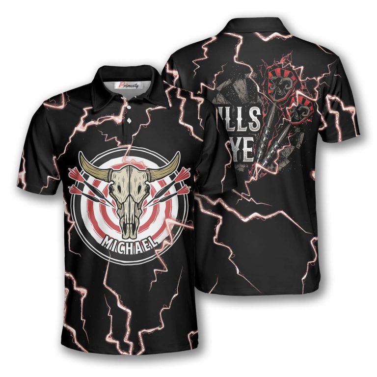 Darts Bullseye Red Thunder Custom Darts Shirts for Men - Primesty