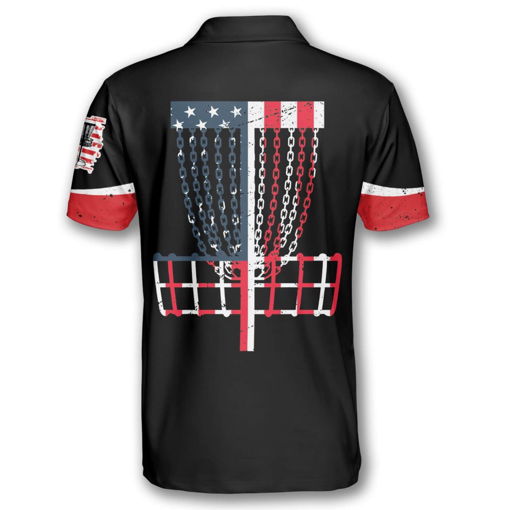 Disc Golf American Flag Emblem Custom Disc Golf Shirts for Men - Primesty