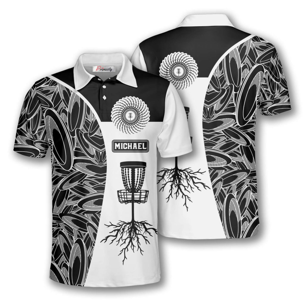 Disc Golf Pattern Black White Version Custom Disc Golf Shirts for Men ...
