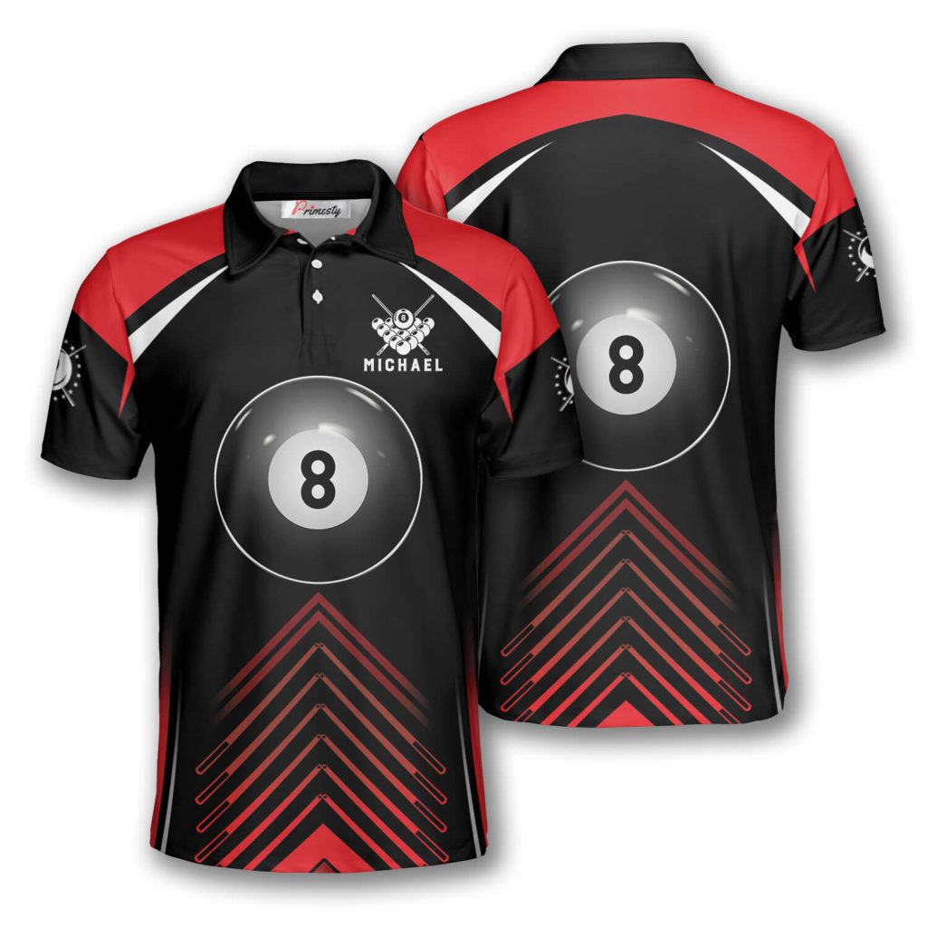Billiard Ball Red Black Version Custom Billiard Shirts for Men - Primesty