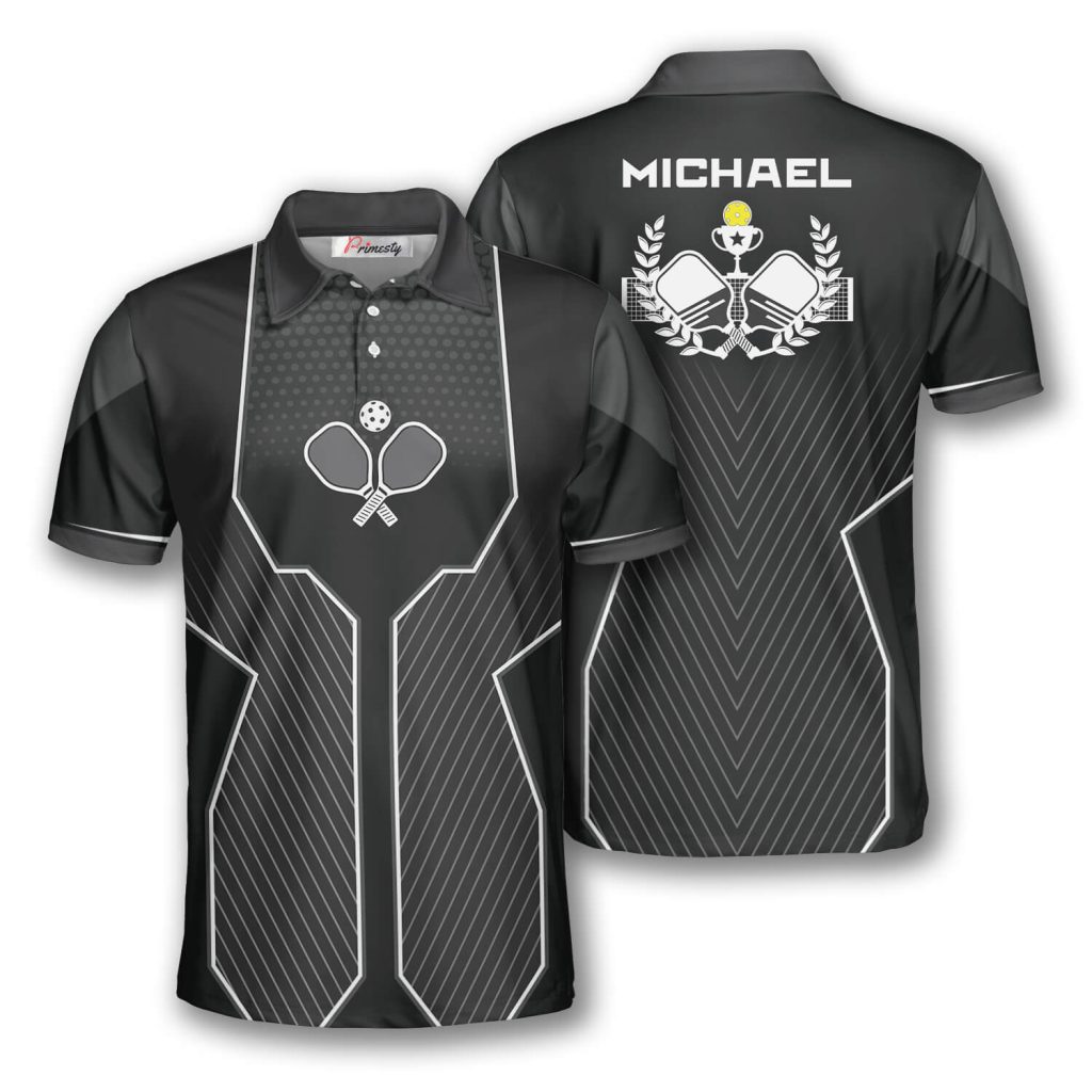 Pickleball Emblem Black Sport Version Custom Pickleball Shirts for Men ...