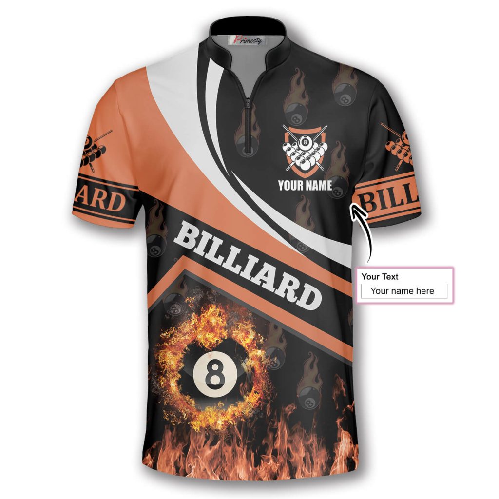Billiard Fire Flame Orange Custom Billiard Jerseys for Men - Primesty