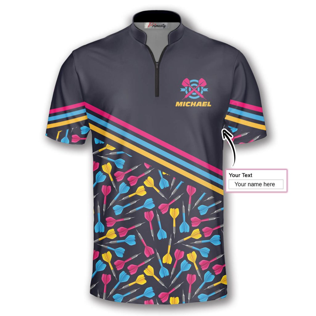 Dart Arrow Pattern Navy Custom Darts Jerseys for Men - Primesty
