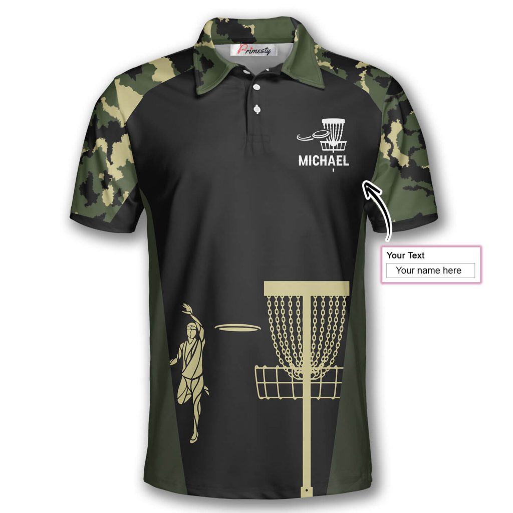 Disc Golf Camouflage Silhouette Custom Disc Golf Shirts for Men - Primesty