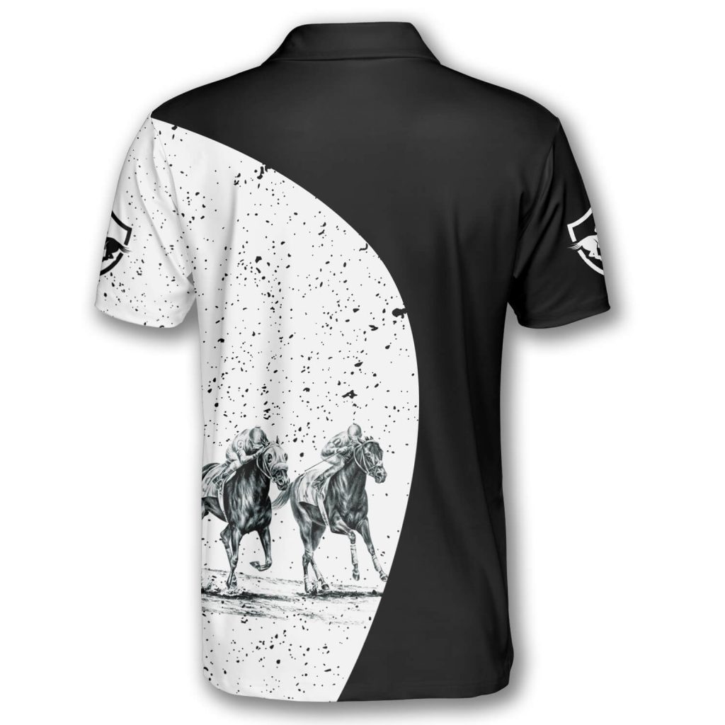 Horse Racing Silhouettes Black White Custom Equestrian Shirts for Men ...