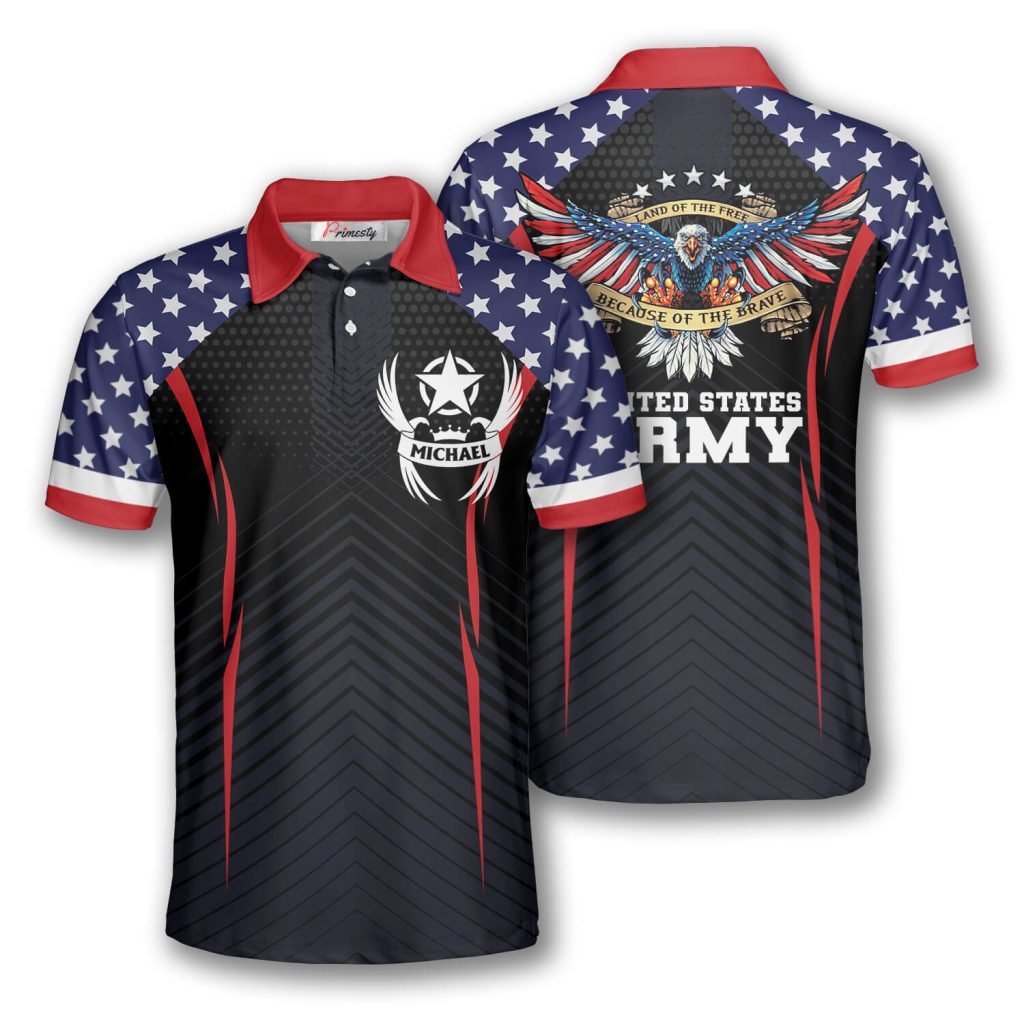 Army Patriotic Eagle Flag Custom Veteran Shirts for Men - Primesty