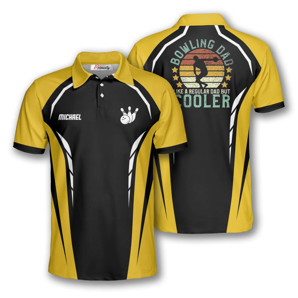 Bowling Dad Yellow Black Custom Bowling Shirts for Men - Primesty