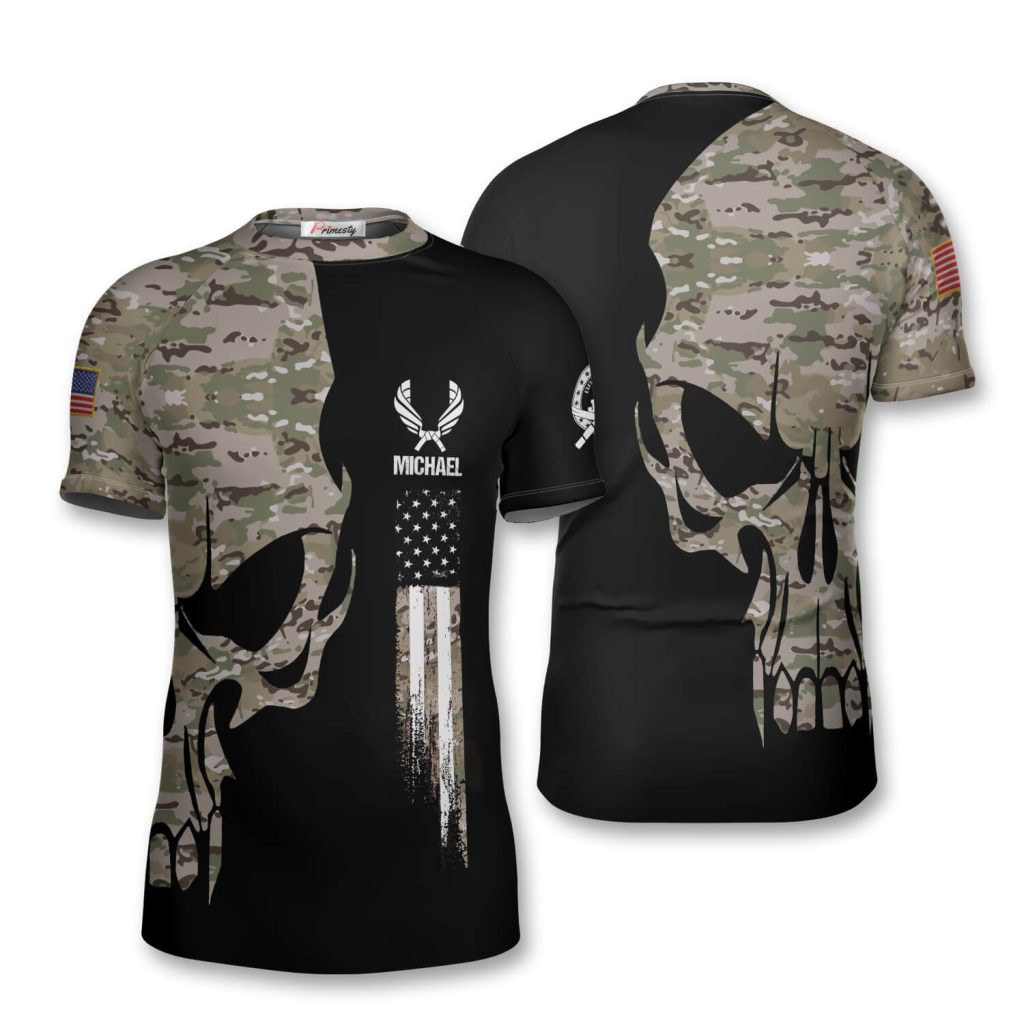 Brazilian Jiu Jitsu Skull Camouflage Custom Jiu Jitsu Rash Guard - Primesty