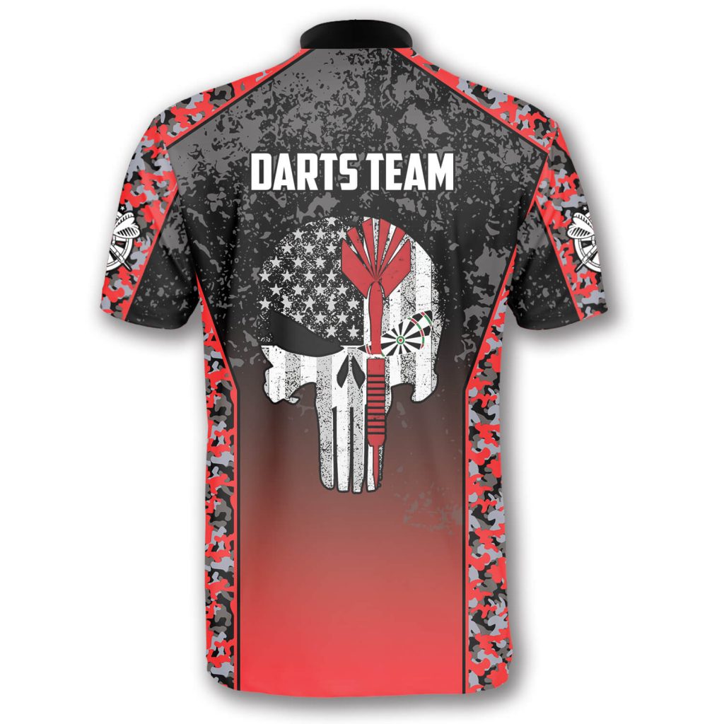 Skull Red Camouflage Custom Darts Jerseys for Men - Primesty
