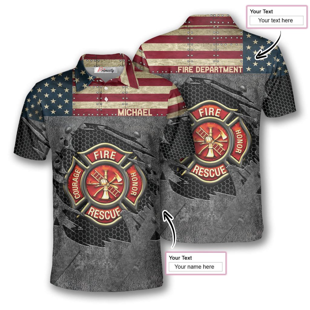 Firefighter Retro American Flag Custom Firefighter Shirts for Men ...