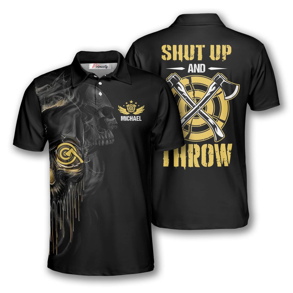 Axe Throwing Skull Shut Up and Throw Custom Axe Throwing Shirts for Men ...