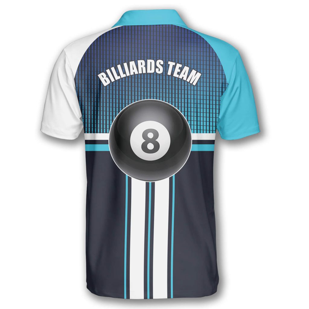 Billiard 8 Ball Gradient Light Blue Custom Billiard Shirts for Men ...
