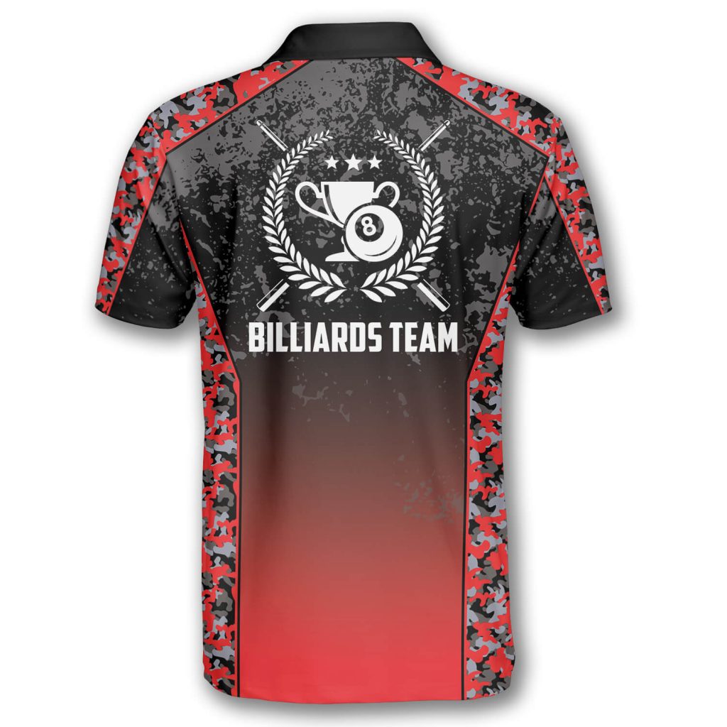 Billiard Red Camouflage Gradient Custom Billiard Shirts for Men - Primesty