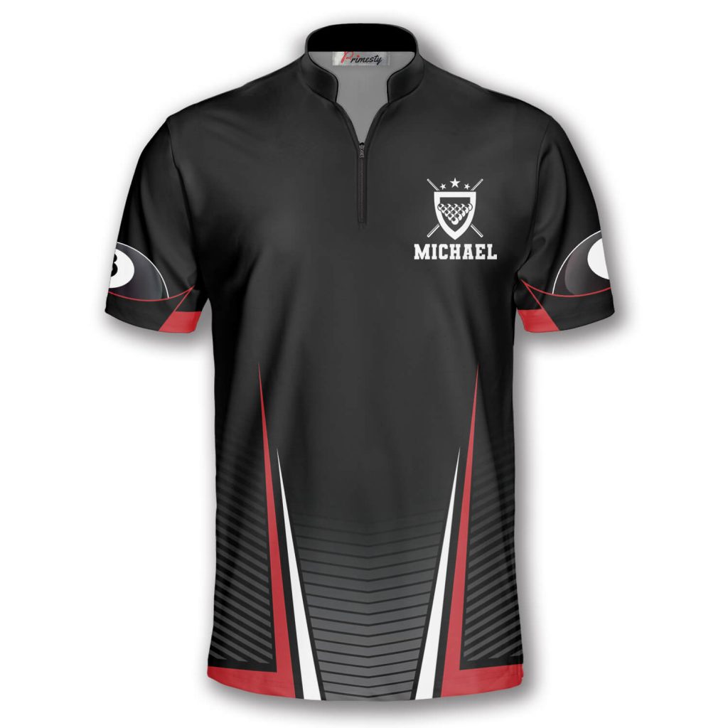 Billiard Balls Red Black Custom Billiard Jerseys for Men - Primesty