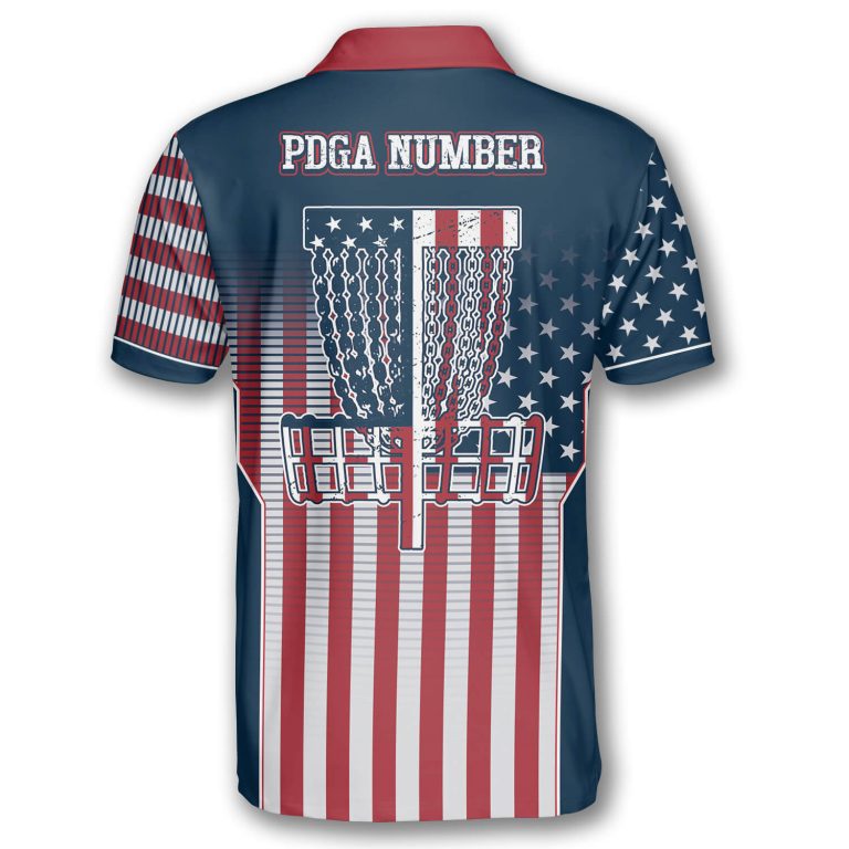 Disc Golf Gradient Patriotic Flag Custom Disc Golf Shirts for Men ...