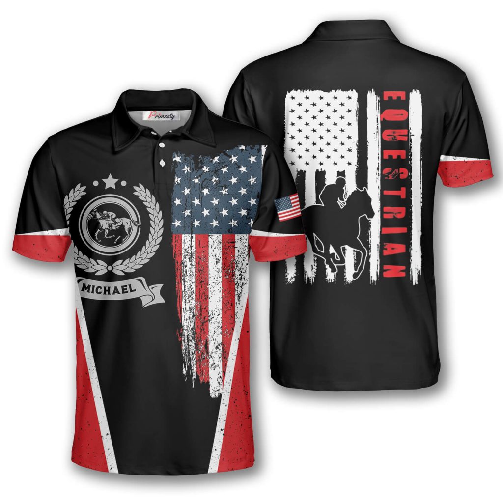 Horse Racing Vintage Flag Emblem Custom Equestrian Shirts for Men ...