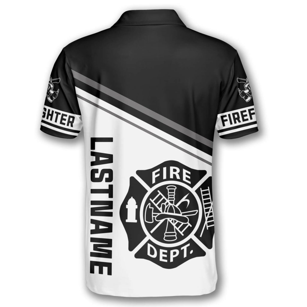 Firefighter Logo Black White Custom Firefighter Shirts for Men - Primesty