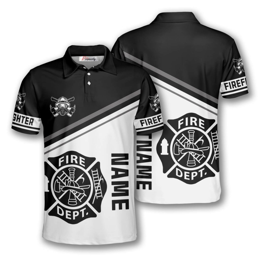 Firefighter Logo Black White Custom Firefighter Shirts for Men - Primesty