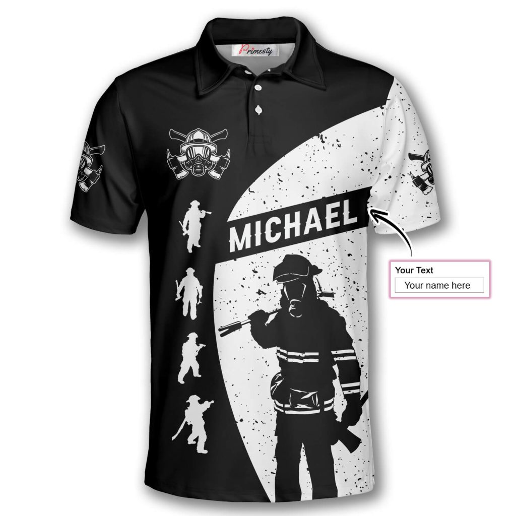 Firefighter Silhouettes Black White Custom Firefighter Shirts for Men ...
