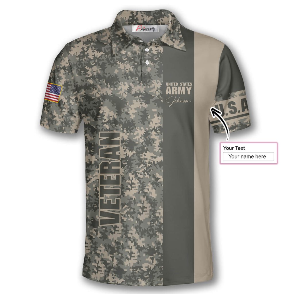 Army Retro Camouflage Custom Veteran Shirts for Men - Primesty