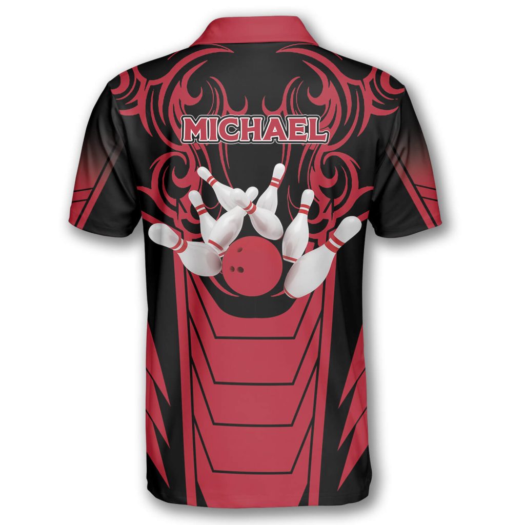 Bowling Strike Red Black Edgy Design Custom Bowling Shirts for Men ...