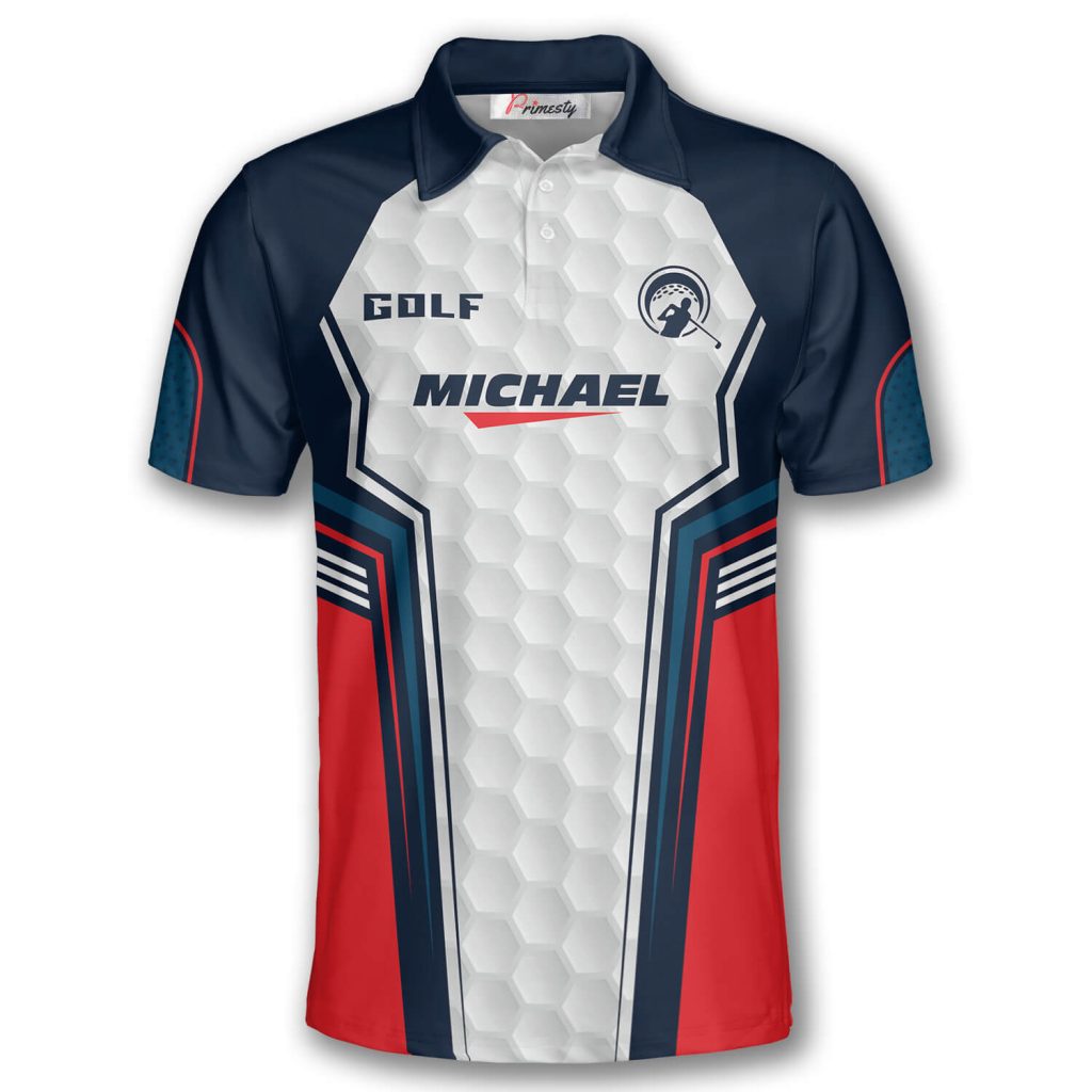 Patriotic Red Blue Sports Style Custom Golf Polo Shirts for Men - Primesty