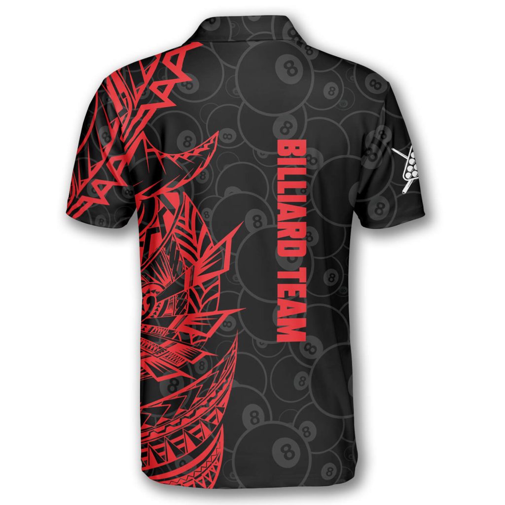 Red Black Tribal Custom Billiard Shirts for Men - Primesty