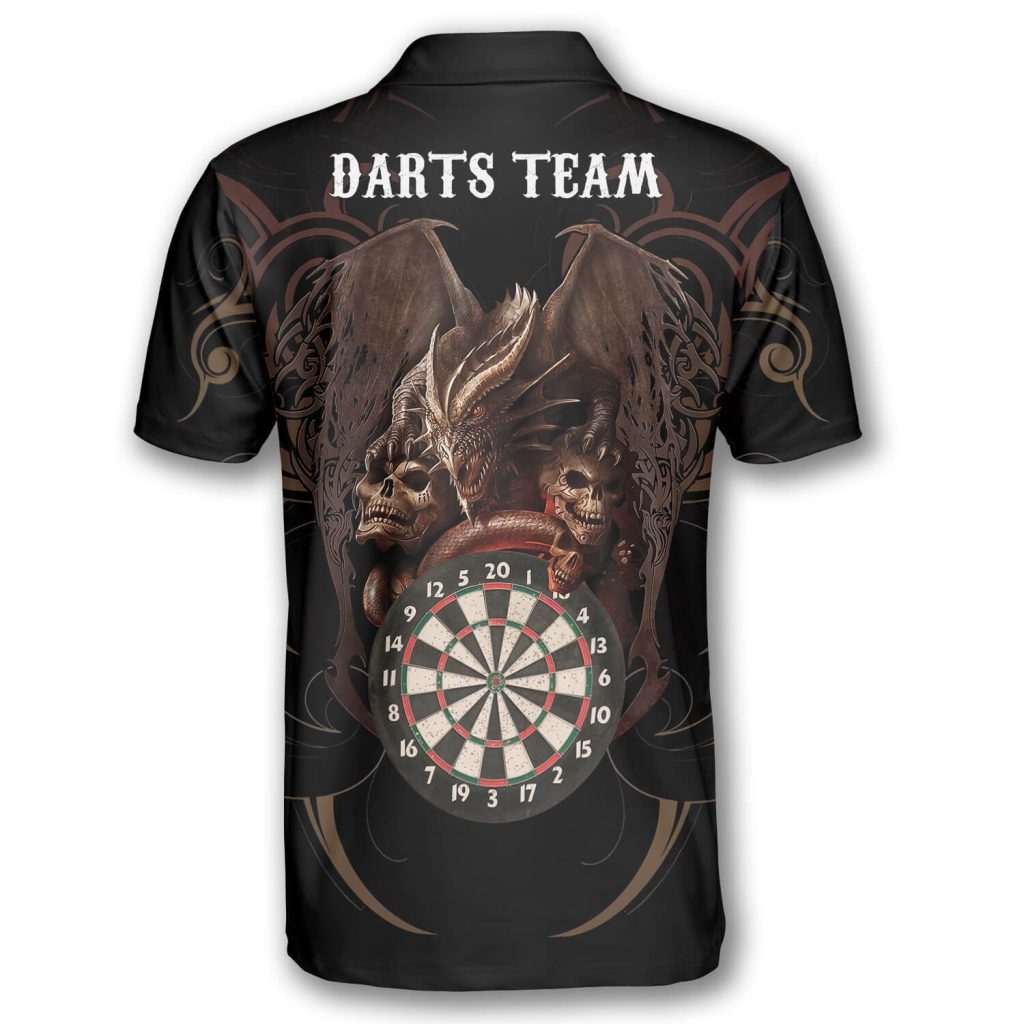Darts Skull Golden Dragon Custom Darts Shirts for Men - Primesty