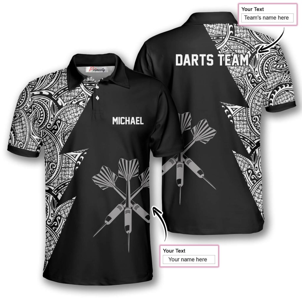 Dart Arrows Tribal Black White Custom Darts Shirts for Men - Primesty