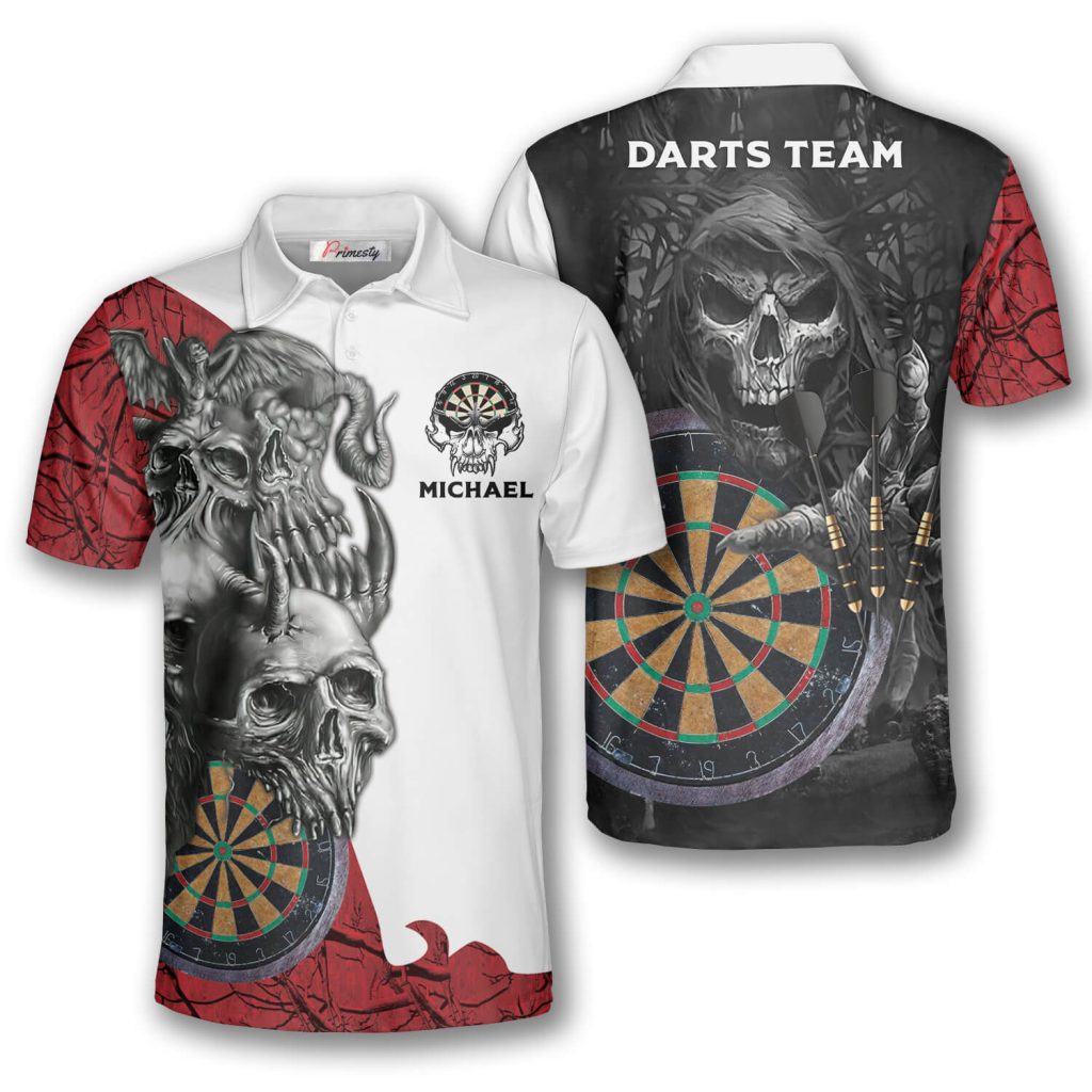 Creepy Darts Skull Custom Darts Shirts for Men - Primesty