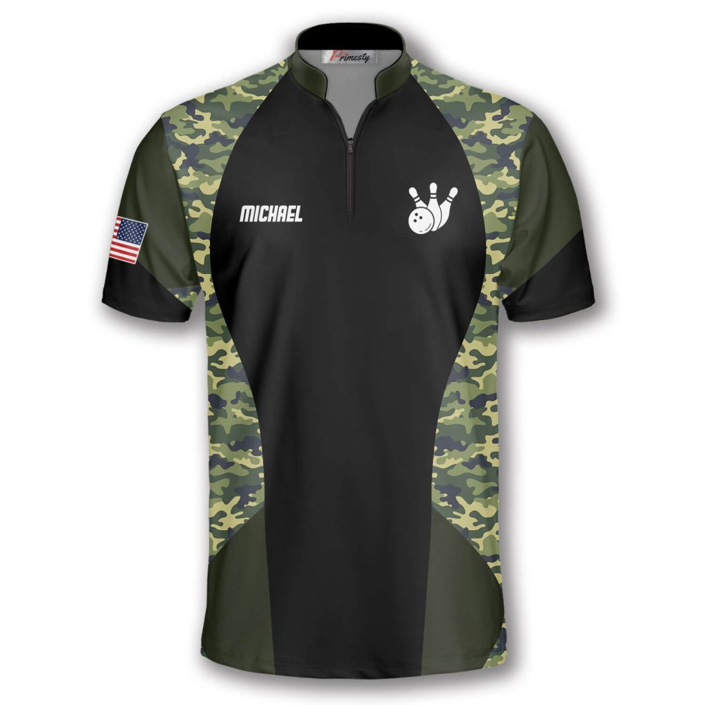 Strike Camouflage Waving Flag Custom Bowling Jerseys for Men - Primesty