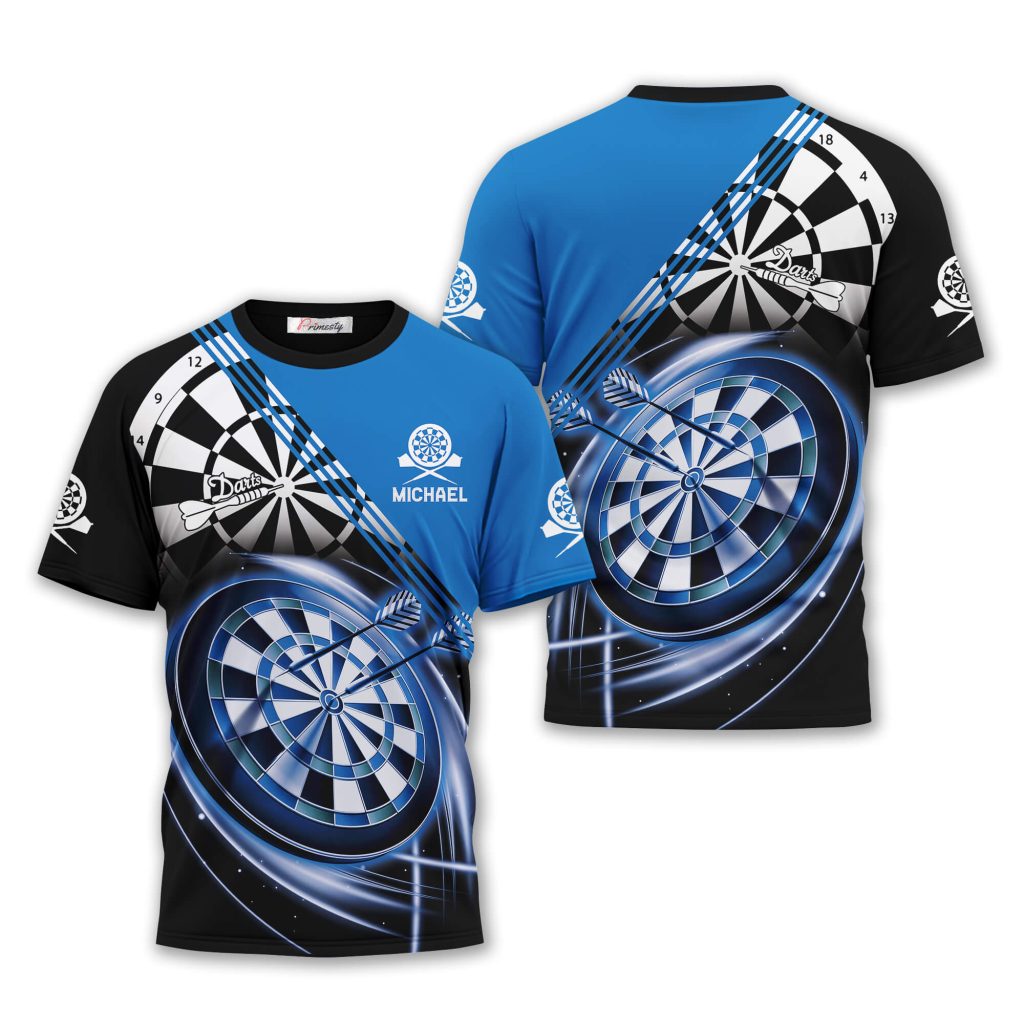 Darts Blue Black Version Custom Darts T-shirts for Men - Primesty