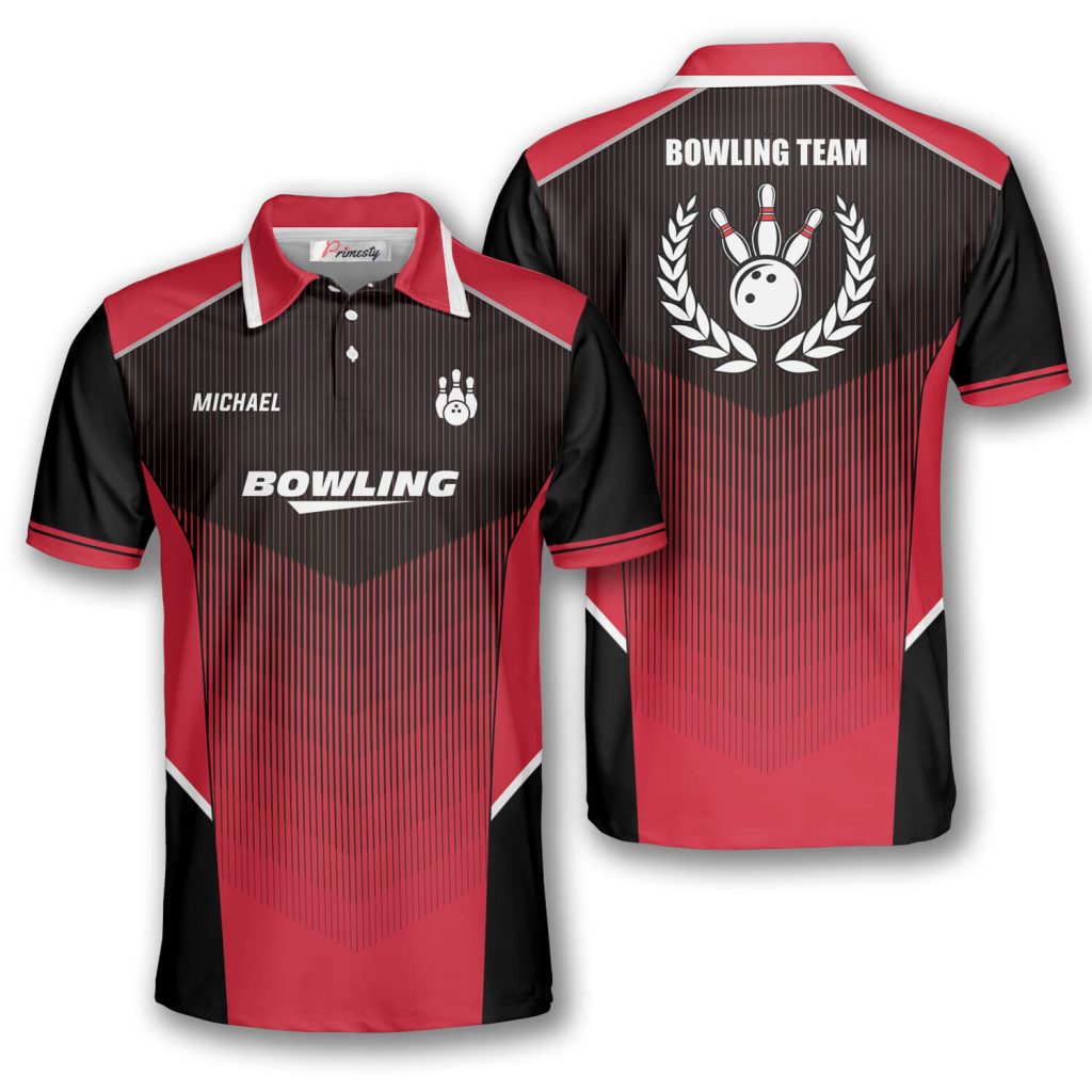 Gradient Red Black Custom Bowling Shirts for Men - Primesty