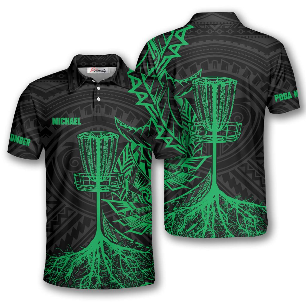 Basic Tribal Custom Disc Golf Polo Shirts for Men - Primesty
