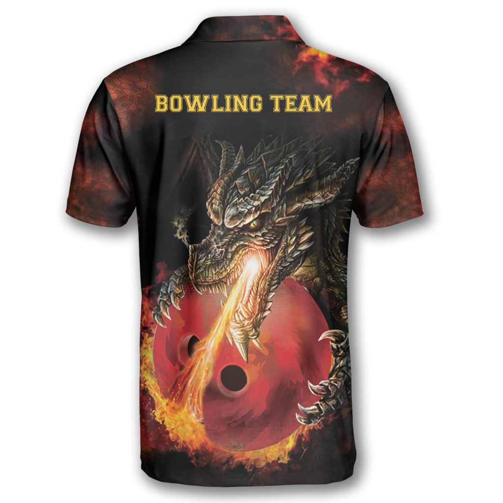 Dragon Fire Flame Custom Bowling Polo Shirt for Men - Primesty