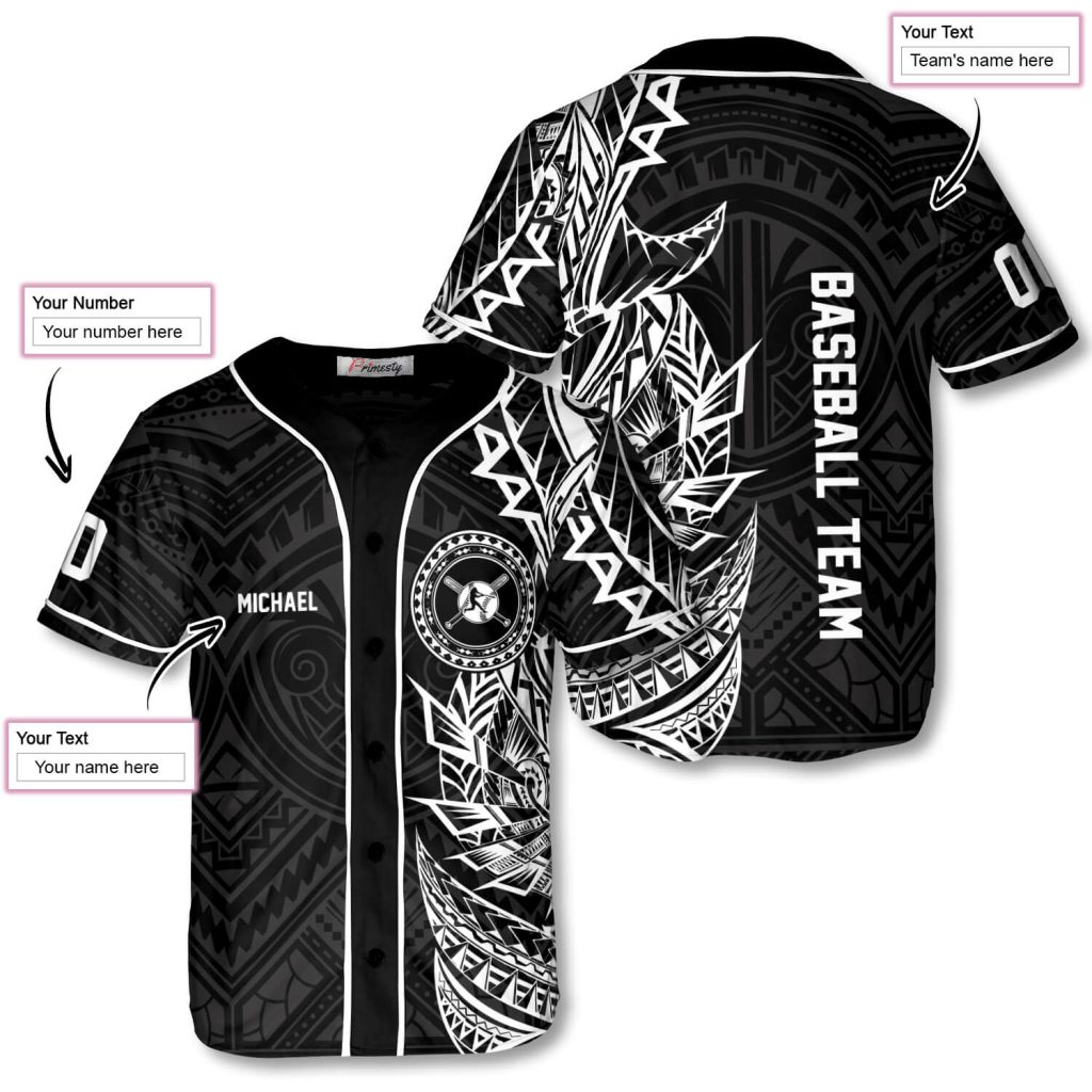 Athlete BW Tribal Custom Baseball Jersey - Primesty
