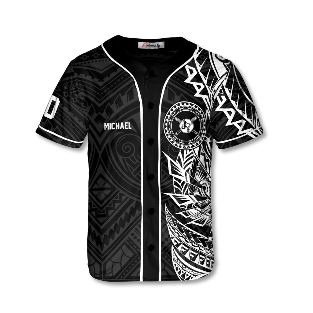 Athlete BW Tribal Custom Baseball Jersey - Primesty
