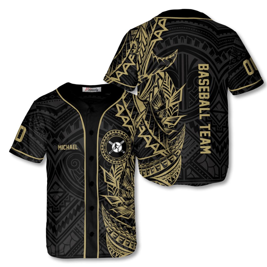 Athlete Gold Tribal Custom Baseball Jersey - Primesty
