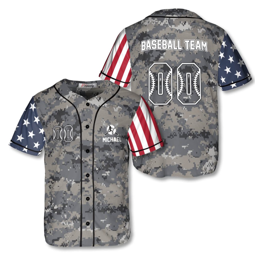 Camo Patriot Custom Baseball Jersey - Primesty