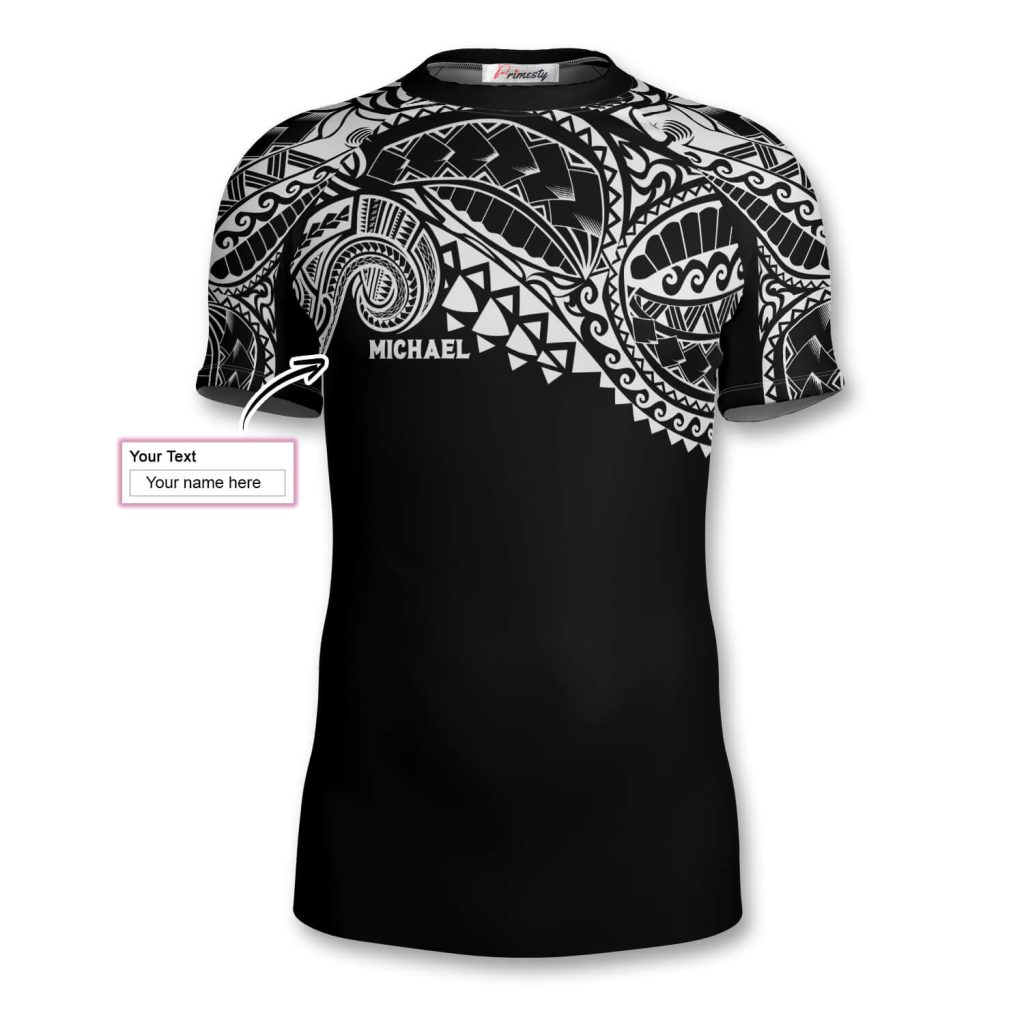 Sporty Tribal Pattern Custom Jiu Jitsu Rash Guard - Primesty