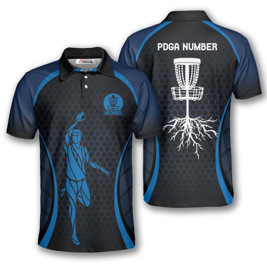 Honeycomb Pattern Custom Disc Golf Polo Shirts for Men - Primesty