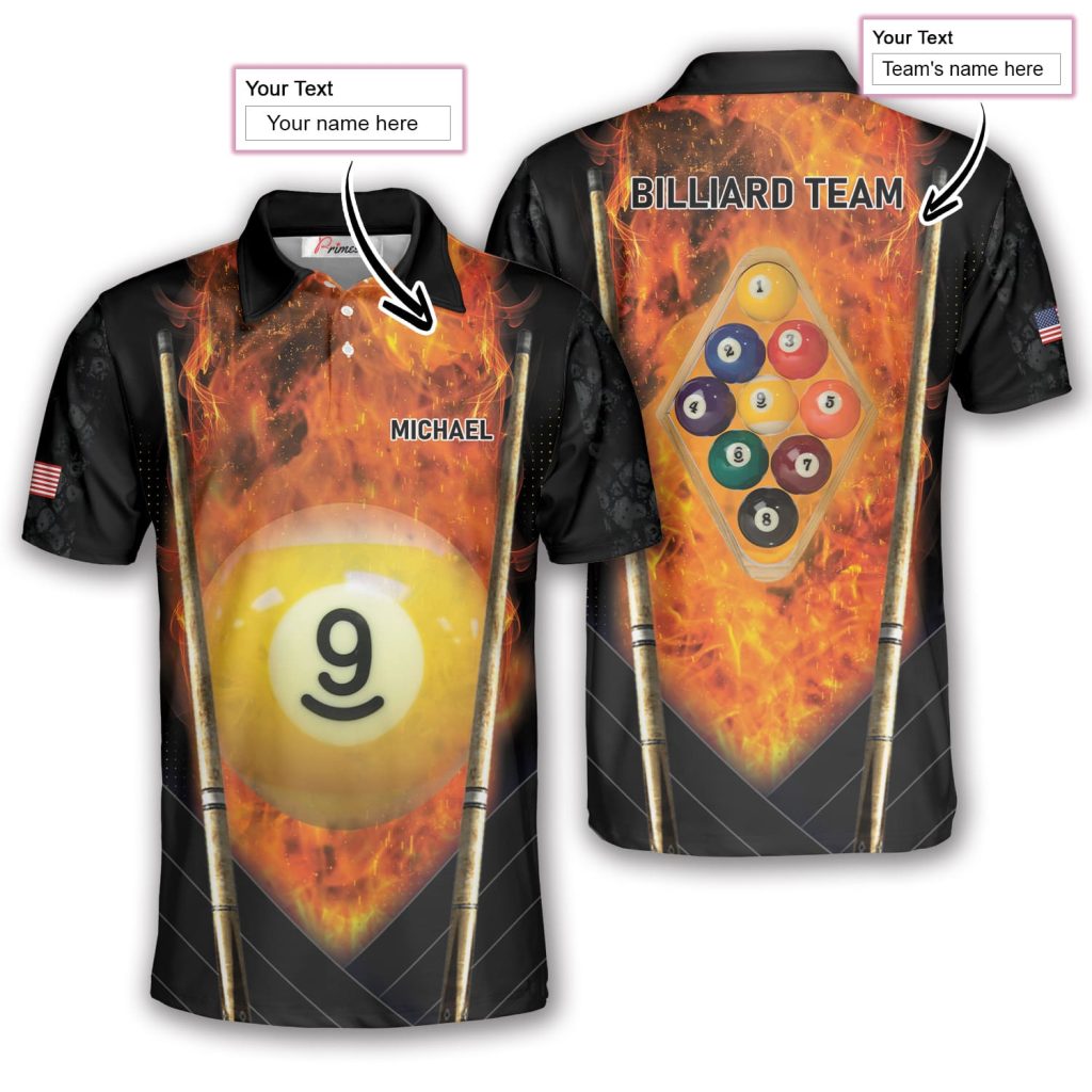 9 Ball Billiard Custom Billiard Shirts For Men - Primesty
