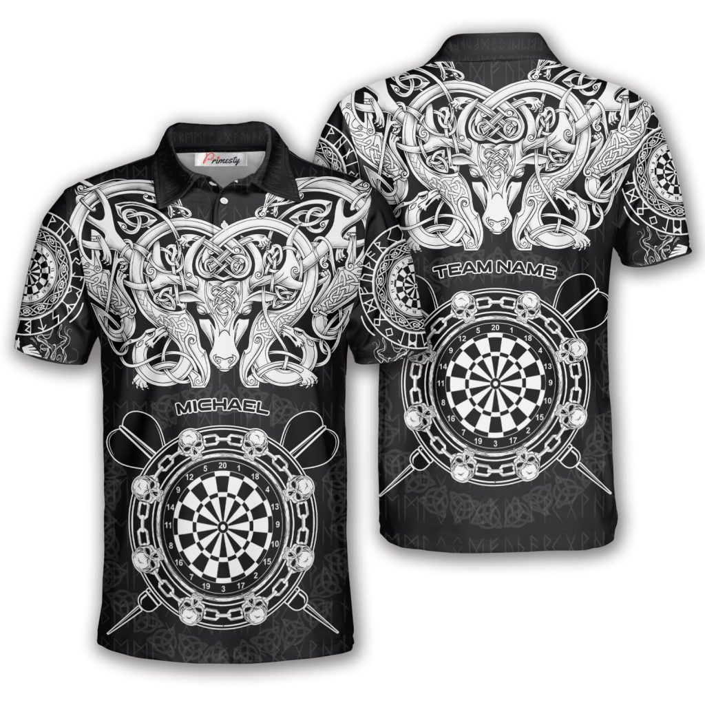 Viking Norse Vegvisir Runes Celtic Custom Darts Shirts for Men - Primesty