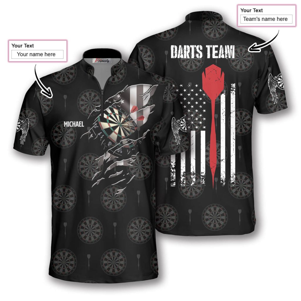 American Athlete Red Pin Custom Darts Jerseys for Men - Primesty