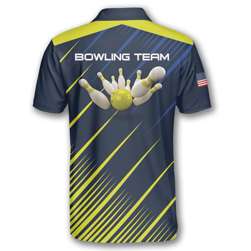 Basic Sporty Gold And Navy Custom Bowling Shirts For Men - Primesty